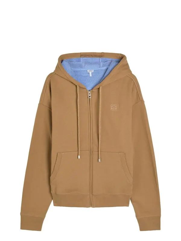 Loewe Anagram Hooded Cotton Sweatshirt - Beige