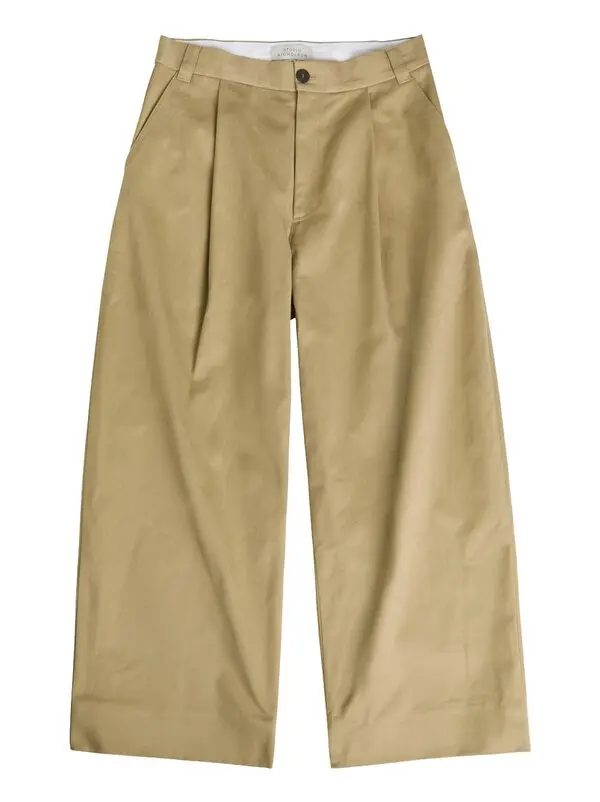 Studio Nicholson Peached Pleated Wide-leg Trousers - Tan