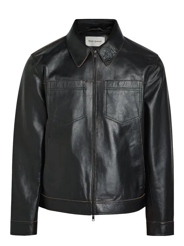 Oliver Spencer Leather Jacket - Black