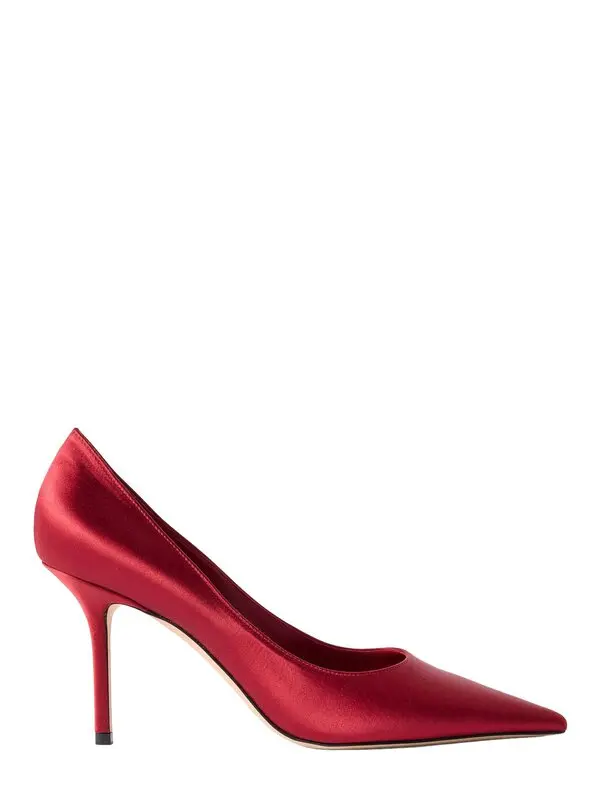 JIMMY CHOO Love 85 Satin Pumps - Red