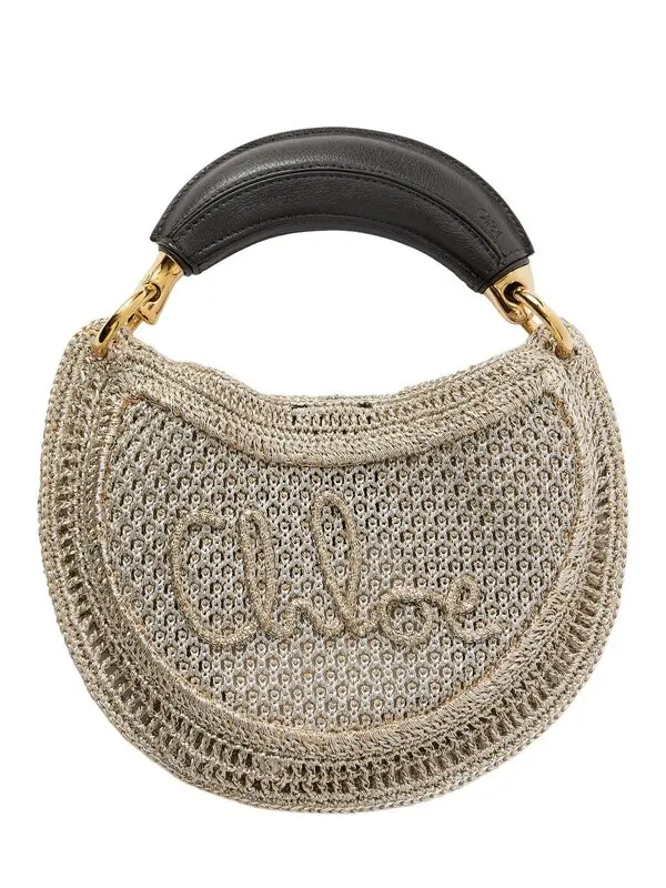 Chloé Summer Banana Leather-trimmed Metallic Crochet Tote - Silver