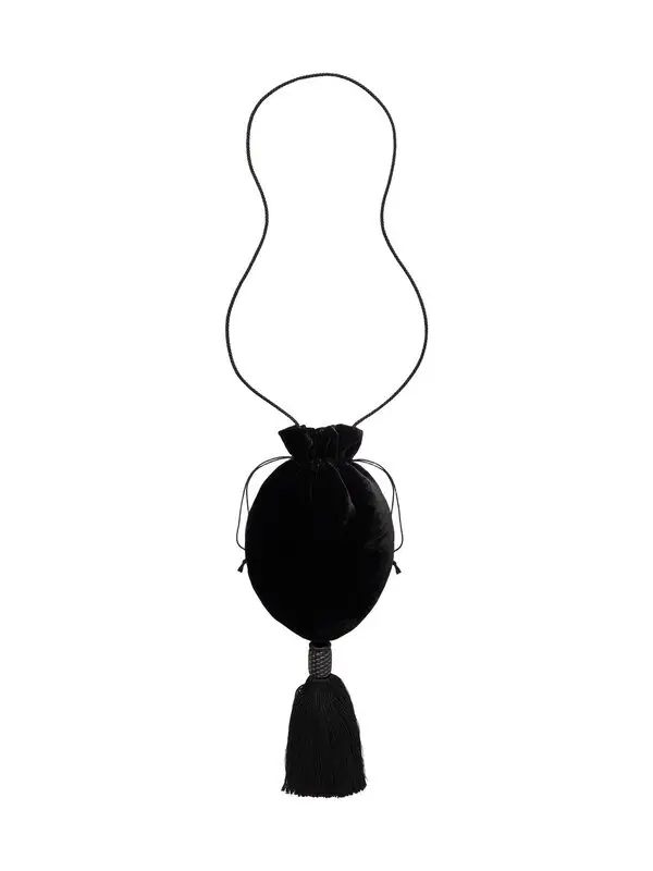 Le Sundial Lee Tasseled Velvet Pouch - Black