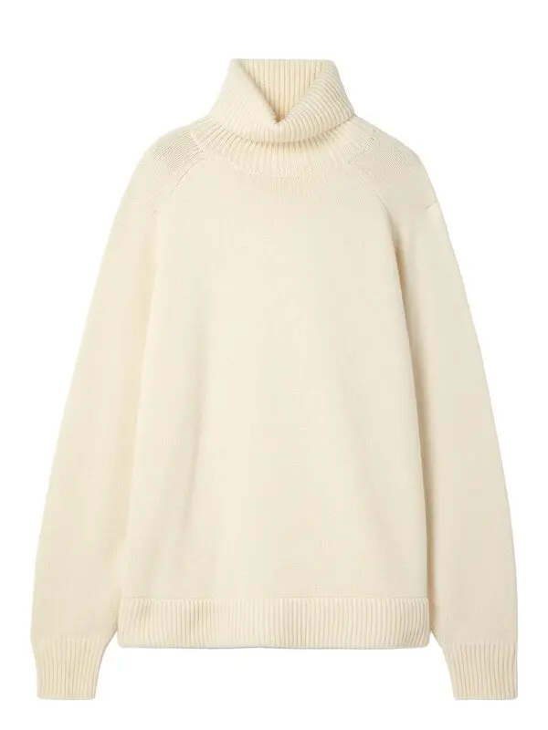Tibi Oversized Cashmere Turtleneck Sweater - Neutrals