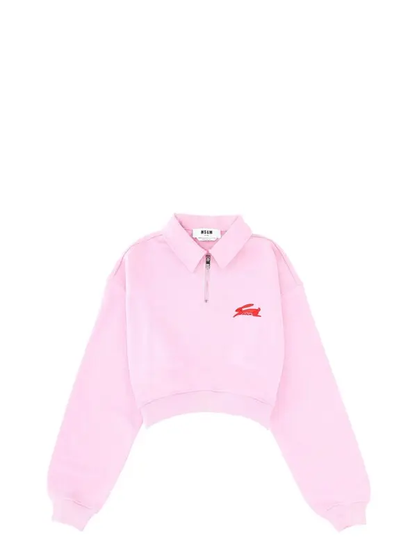MSGM Follow The Rabbit Collared Sweatshirt - Pink