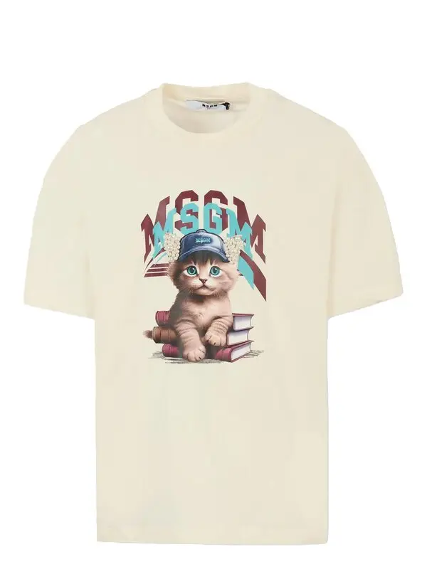 MSGM Kitty Logo T-shirt - Beige