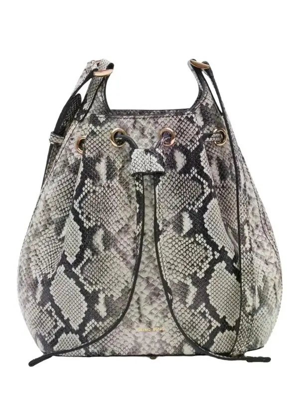 ANINE BING Mini Alana Snakeskin-print Bucket Bag - Grey