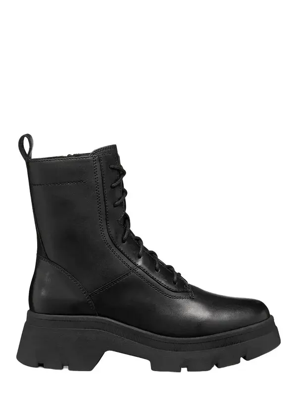 Geox Lace-up Leather Boots - Black