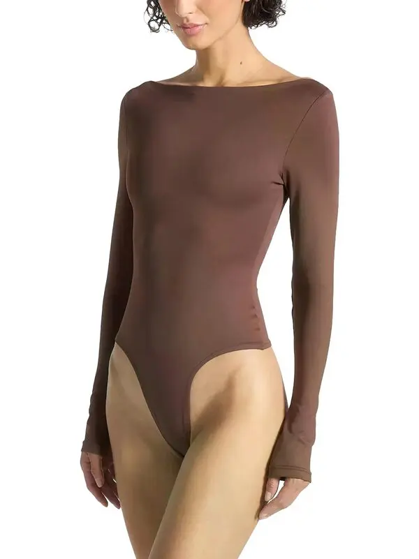 Manière De Voir Boat-neck Long-sleeve Bodysuit - Brown
