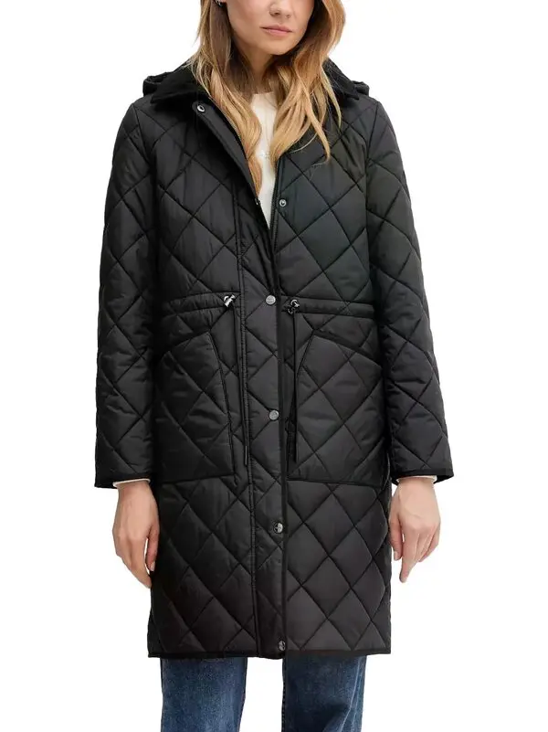 Dkny Hooded Quilted Parka - Black