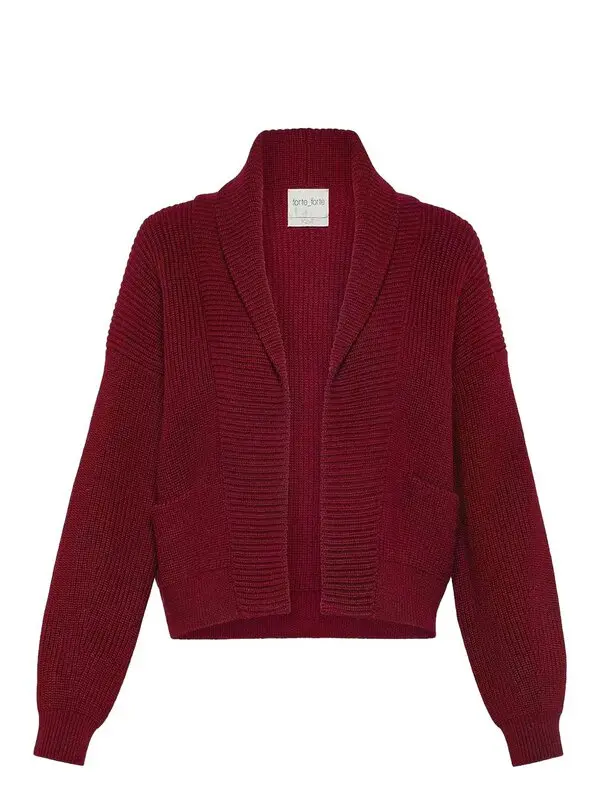 FORTE_FORTE Shawl-lapel Pocket Cardigan - Red