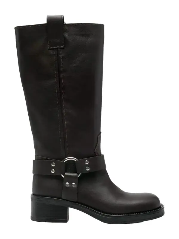 GISEL MOIRE 50mm Blackpool Biker Boots - Brown