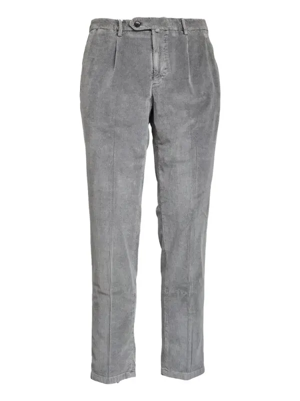 BRIGLIA 1949 Pleated-front Corduroy Trousers - Grey