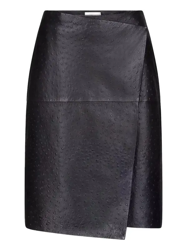 Loulou De Saison Gora Ostrich-effect Wrap Midi Skirt - Black
