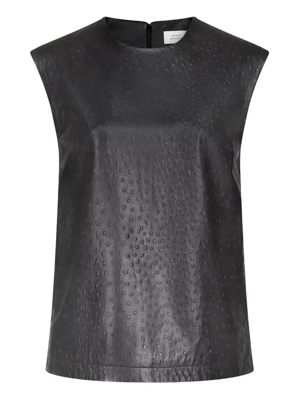 Loulou De Saison Fiza Ostrich-effect Leather Top - Black