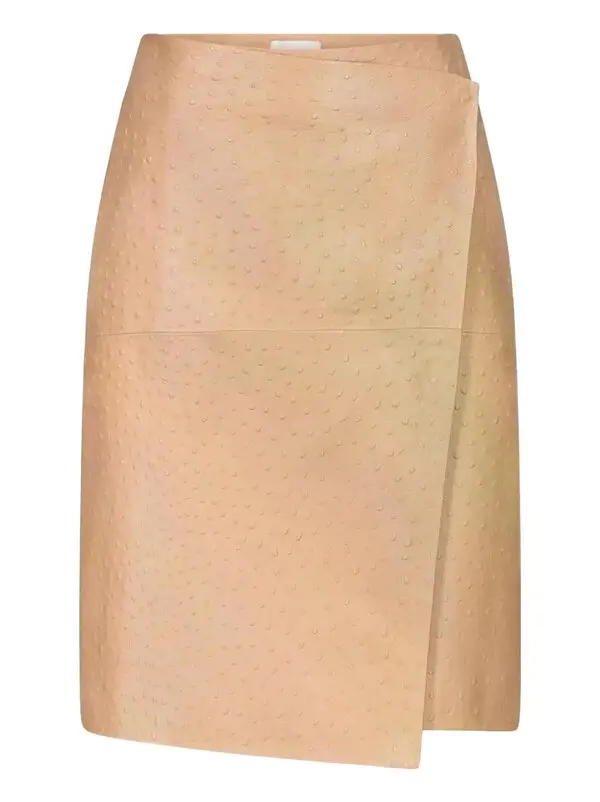Loulou De Saison Gora Ostrich-effect Wrap Midi Skirt - Neutrals