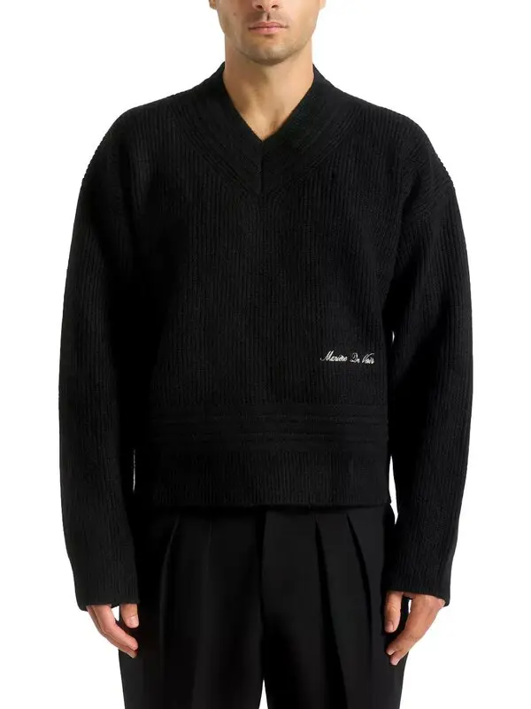 Manière De Voir Rémi V-neck Sweater - Black