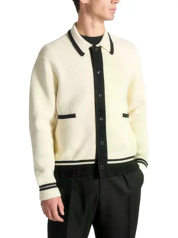Manière De Voir Julien Button Combed Cotton Knit Cardigan - Neutrals