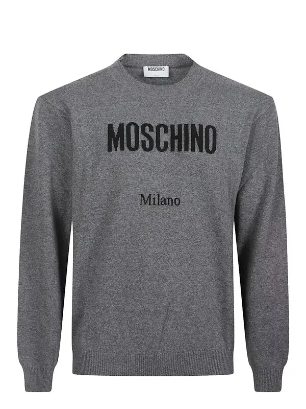 Moschino Logo-jacquard Long-sleeve Sweater - Grey