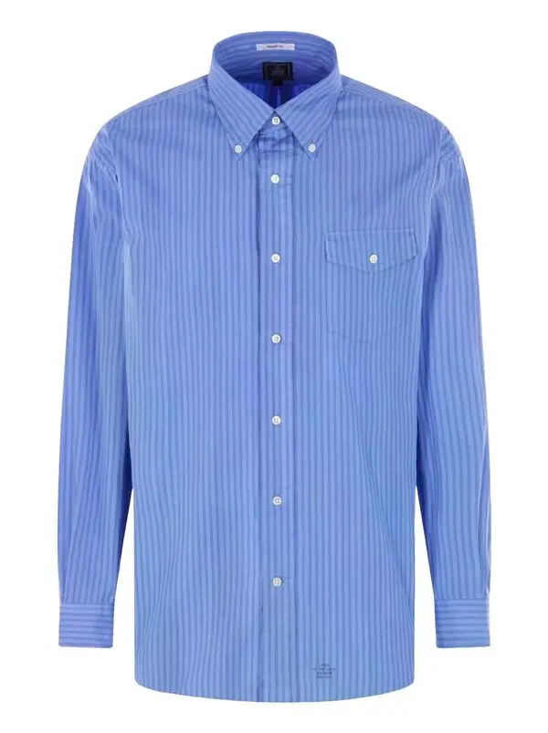 J.PRESS Striped Pocket Shirt - Blue