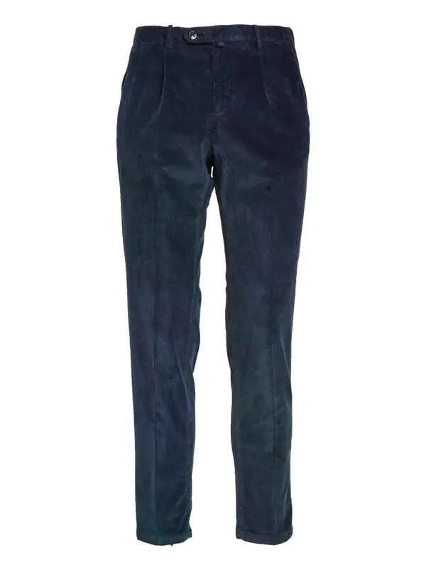 BRIGLIA 1949 Pleated-front Corduroy Trousers - Blue