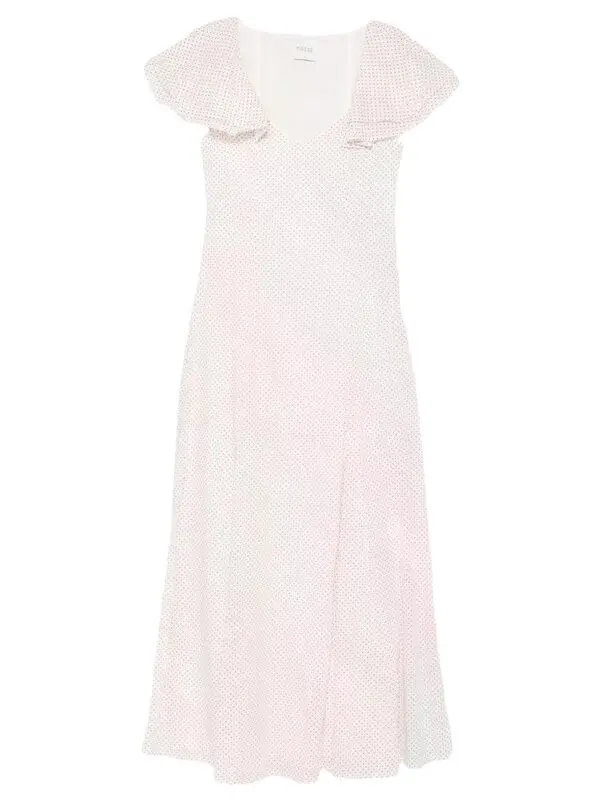 Posse Marlowe Flutter Scoop-neck Midi Dress - White