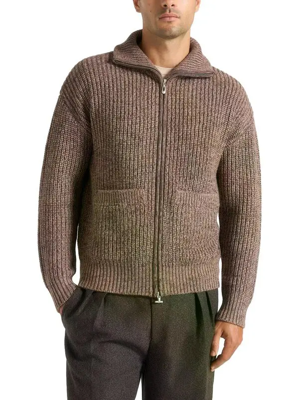 Manière De Voir Speckled Zip-up Cardigan - Brown