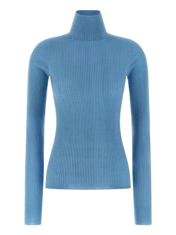 Sportmax Ribbed-knit Turtleneck Top - Blue