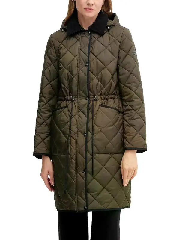 Dkny Quilted Hooded Parka - Green