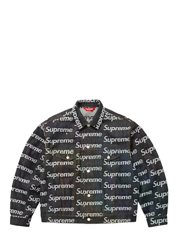 Supreme Jacquard-logo Denim Jacket - Black