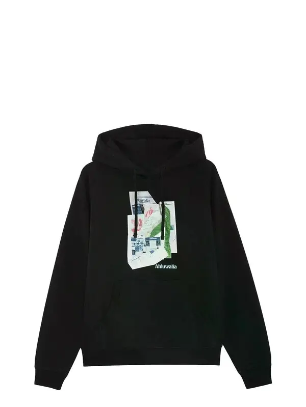 Ahluwalia Graphic Kangaroo-pocket Hoodie - Black