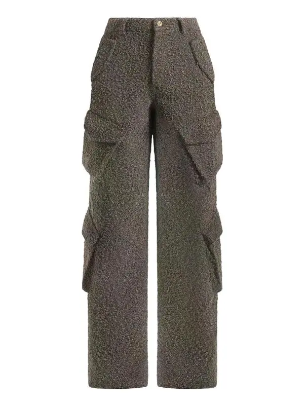 Manière De Voir High-waisted Boucle-effect Cargo Trousers - Brown