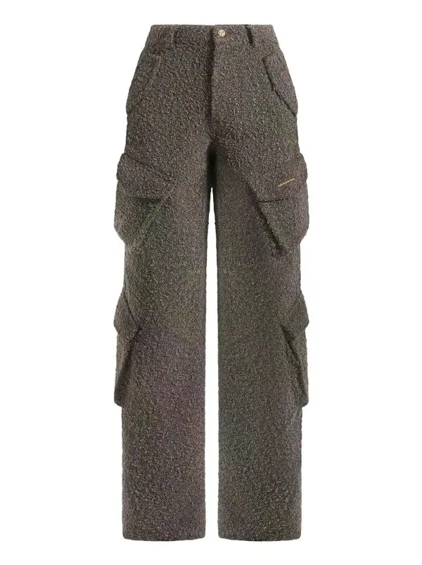 Manière De Voir High Waisted Boucle Cargo Pants - Brown