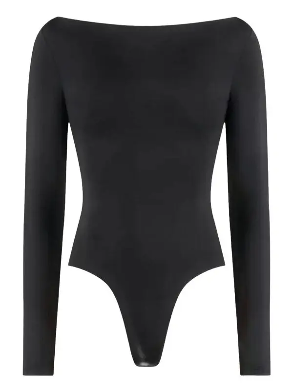 Manière De Voir Eva Boat-neck Long-sleeves Bodysuit - Black