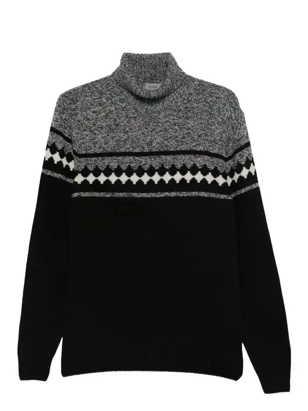 FERRANTE Patterned Roll-neck Sweater - Black