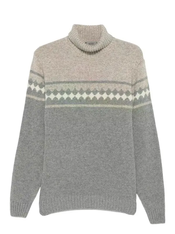 FERRANTE Patterned Roll-neck Sweater - Grey