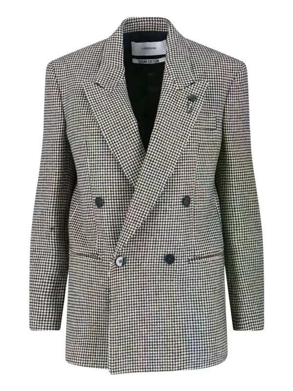 LARDINI Houndstooth Double-breasted Blazer - Black