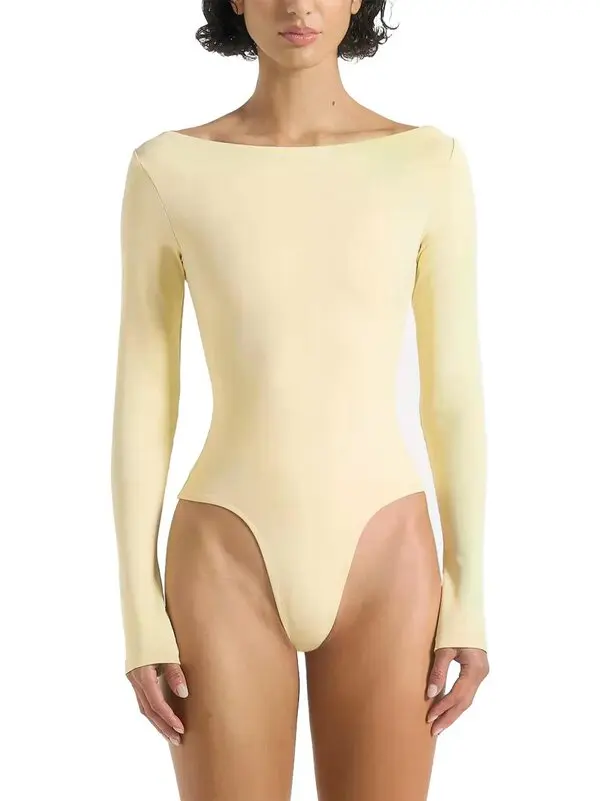 Manière De Voir Boat-neck Long-sleeves Bodysuit - Yellow