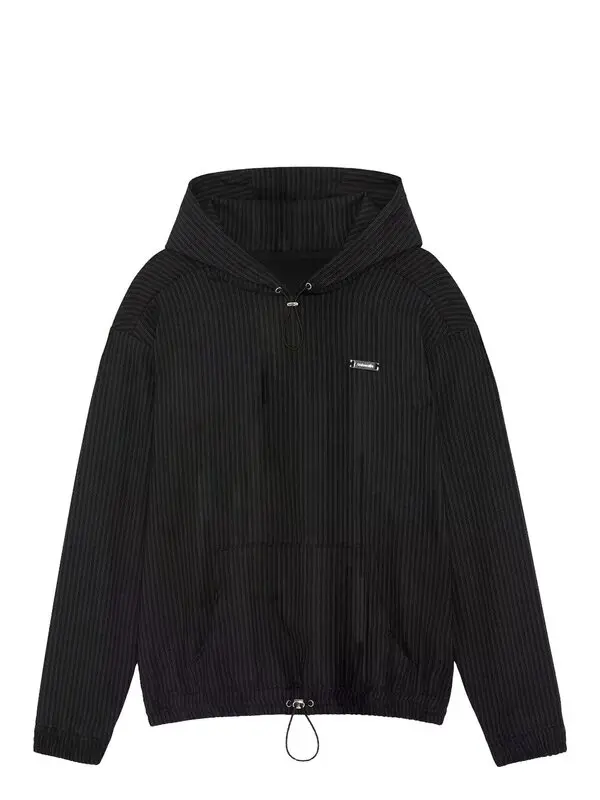 Ahluwalia Pinstripe Hooded Jacket - Black