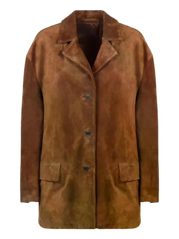 SALVATORE SANTORO Flap-pocket Suede Jacket - Brown