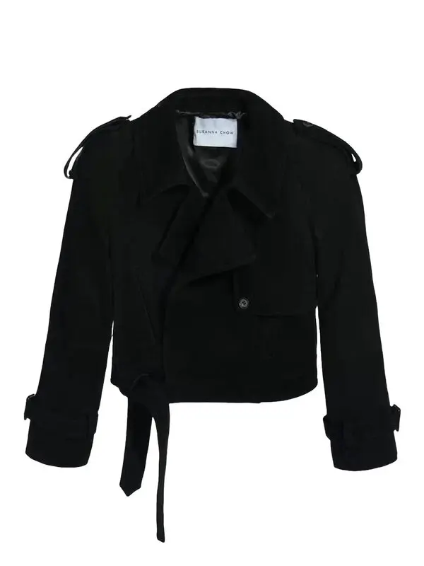 SUSANNA CHOW Natasha Belted Suede Jacket - Black