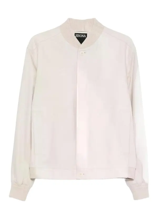 Zegna Ribbed Collar Jacket - Neutrals