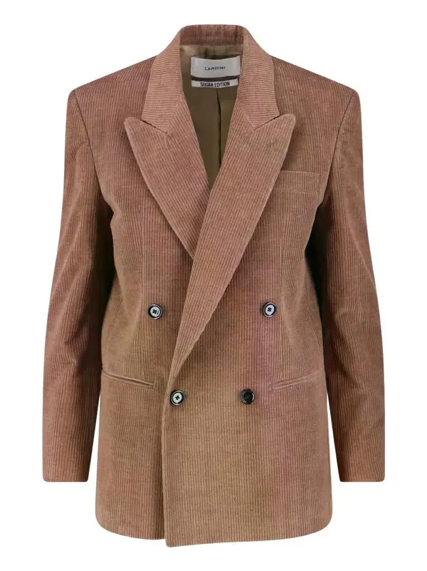 LARDINI Peak-lapel Double-breasted Blazer - Brown