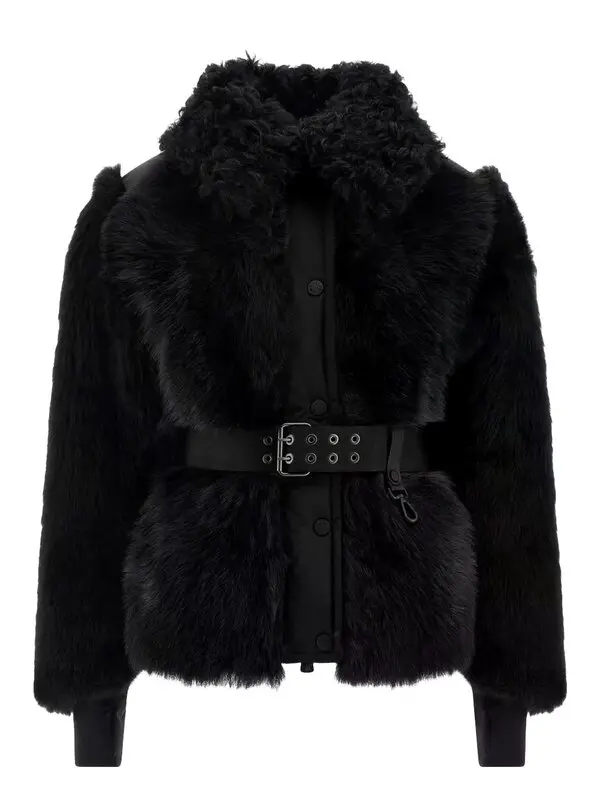 Moncler Valdivian Shearling Faux Fur Jacket - Black