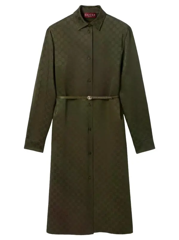 Gucci Classic-collar Shirt Midi Dress - Green
