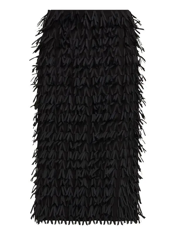 Lafayette 148 New York Ribbon Fringe Straight Midi Skirt - Black