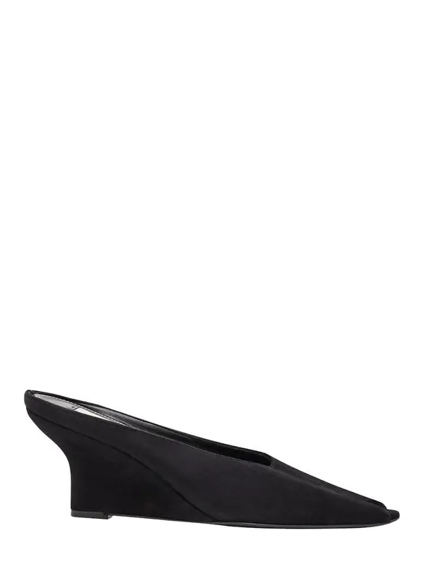 TOTEME Velvet Peep-toe Wedge Mules - Black