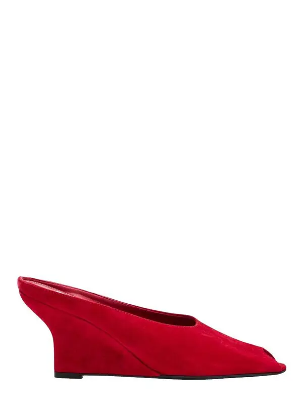 TOTEME Velvet Peep-toe Wedge Mules - Red
