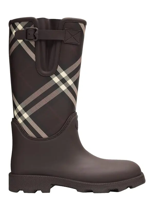 Burberry Check Stamp Rain Boots - Brown