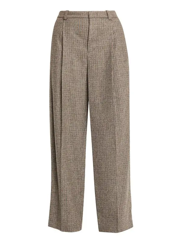 Vince Houndstooth Wool-blend Trousers - Cacao Houndstooth