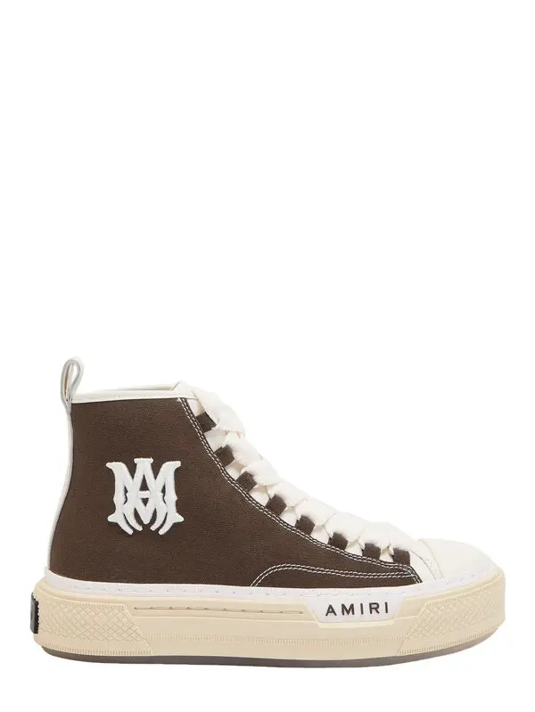 Amiri Ma Court Hi Logo-embroidered Canvas High Top Sneakers - Brown